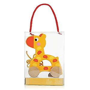 Adorable Giraffe Wooden Animal Pull Toy - Solid Wood Educational Baby Toy for Toddler Boys and Girls Age 18 Months, and Up - Classic Developmental Pull Toy