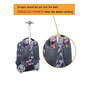 Tilami Kids Rolling Backpack 18 inch Boys and Girls Laptop Backpack, Falling Love