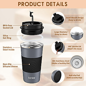 KETIEE Travel Coffee Mug Spill Proof 12oz, Insulated Coffee Mug to Go, Thermo Hot Coffee Tumbler, Reusable Coffee Cups with Seal Lid, Vacuum Stainless Steel Coffee Travel Mugs for Hot/Ice Coffee Tea