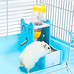 2 in 1 Hamster Hanging Water Bottle Small Animal Auto Dispenser with Base for Hamster Rat Gerbil Mouse Chinchillas Squirrel Guinea Pig Cage Toy