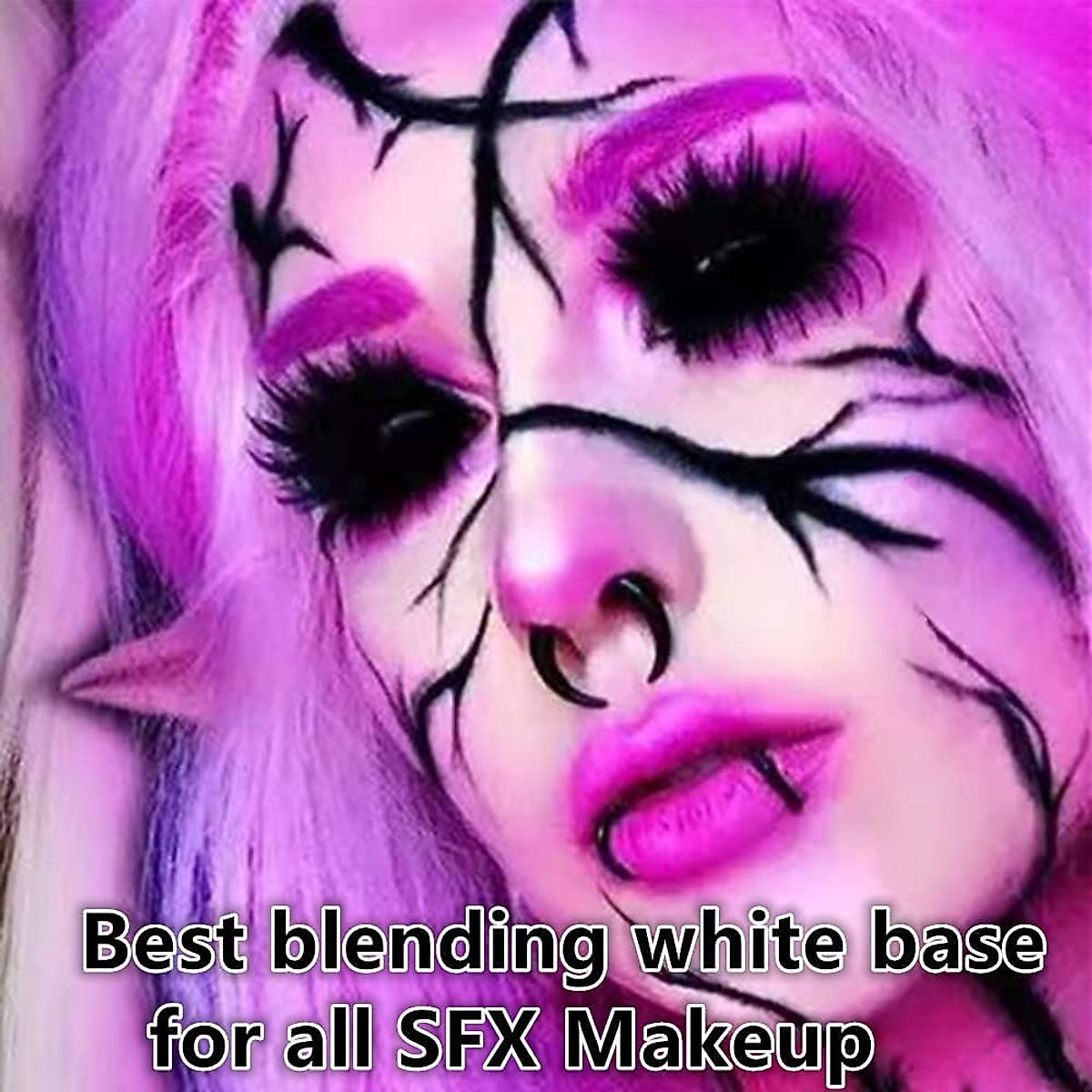 Go Ho White Face Paint,Easily Washable Formula Face Paint Stick,Non-toxic Full-coverage Cream to Powder White Face Body Paint for Halloween Cosplay Zombie Skeleton Clown Goth Makeup