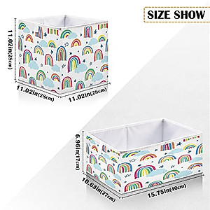 Blueangle Cartoon Rainbow Cube Storage Bin, 11 x 11 x 11 in, Large Collapsible Organizer Storage Basket for Home Décor（1004）