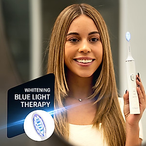 SPARX Electric Toothbrush for Teeth Whitening, Gum Care, & Polishing, Light Therapy Technology for Whiter Teeth & Healthy Gums, Rechargeable [White]