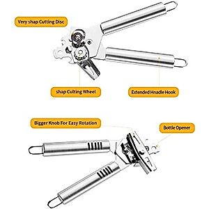 SODIAL Steel Can Opener Food-Safe with -in Opener,Can Opener Handheld