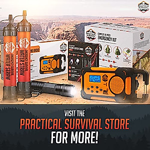 Emergency NOAA Weather Radio with AM/FM and Shortwave Radio Bands: Hand Crank, Solar or Battery Powered, Portable Power Bank, Solar Charger & Flashlight - Rechargeable, Headphone Jack and More!