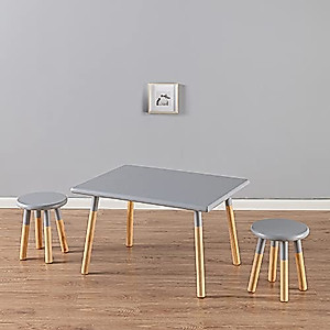 ACEssentials Kids Dipped Table and Stool Set, Gray