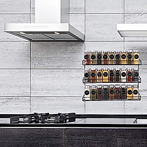 SWOMMOLY 2 Pack Wall Mount Spice Racks, 3-Tier Storage Shelf Organizer, Black, Large