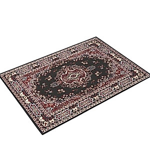 Home Dynamix Premium Sakarya Traditional Medallion Border Area Rug, Black, 7'8"x10'7" Rectangle