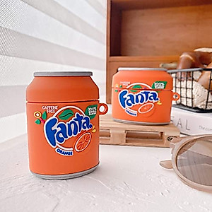 Airpod 1/2 case Drink and Food Design Skin Fashionable and Cute Airpod case Suitable for Young People, Men, Women, Beautiful Airpod case with Key Ring (Drink Orange)