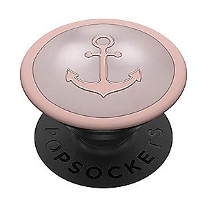 Grip Anchor Golden Rose On Pink Nautical Design PopSockets PopGrip: Swappable Grip for Phones & Tablets