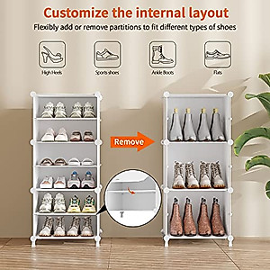 AWTATOS Shoe Rack, 8 Tier Shoe Storage Cabinet with Door, 32 Pair Shoe Organizer Shelves for Closet Hallway Bedroom Entryway, White