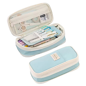 JECCYE Big Capacity Pencil Case, Large Pencil Pouch Pen Box Bag - Back to School Supplies for Teen Girls Boys, Aesthetic Cute Pencil Cases Holder Organizer Student Kids Gifts (Blue)