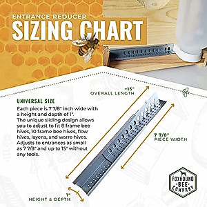 Entrance Reducer and Mouse Guard for 8 or 10 Frame Bee Hive, Used for Beekeeping with No-Rust, Universal Stainless Steel Metal Design for Winter and Year Around, 4-Pack