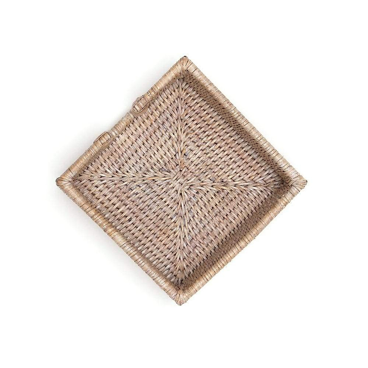 Caspari Rattan Cocktail Napkin Holder in White Natural, 1 Each