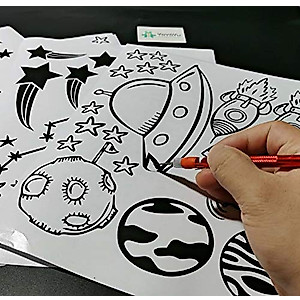 Wall Decor for Boys Room Art Outer Space Star Rockets Planets Stickers Removable Space Wall Decal for Children Bedroom Decoration (Black)