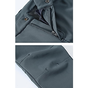 YSENTO Women's Snow Ski Waterproof Fleece Lined Pants Insulated Softshell Hiking Mountain Pants Grey Size XL