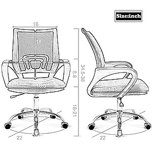 Hkeli, Office Chair Computer Desk Chair Ergonomic Mesh Office with Wheels Back Support Armrest Adjustable Height Rolling Swivel Computer Task Works Chair for Women Men, Black