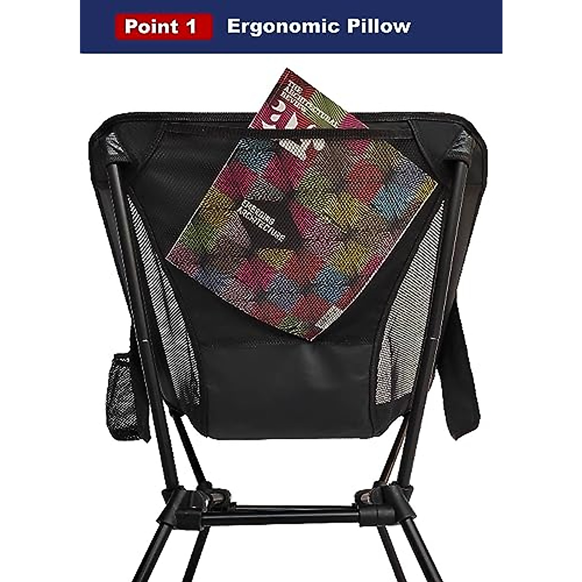 DRAXDOG Camping Chair, 2 Way Compact Backpacking Chair, Portable Folding Chair, Beach Chair with Side Pocket, Lightweight Hiking Chair Low Back Chair 002 (Black Set)