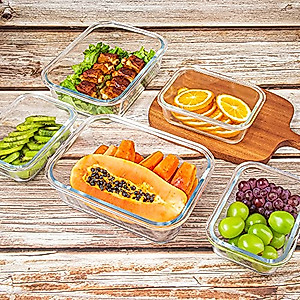 YANGNAY 10 Pack Glass Food Storage Containers with Airtight Lids, Leak-Proof Meal Prep Containers with Lids, Dishwasher/Microwave/Oven/Freezer Safe (Mint Green)