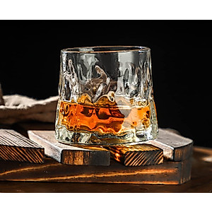 4 Pack Crystal Whiskey Glasses, Old Fashioned Lowball Bar Tumblers for Drinking Bourbon, Scotch Whisky, Cocktails, Cognac