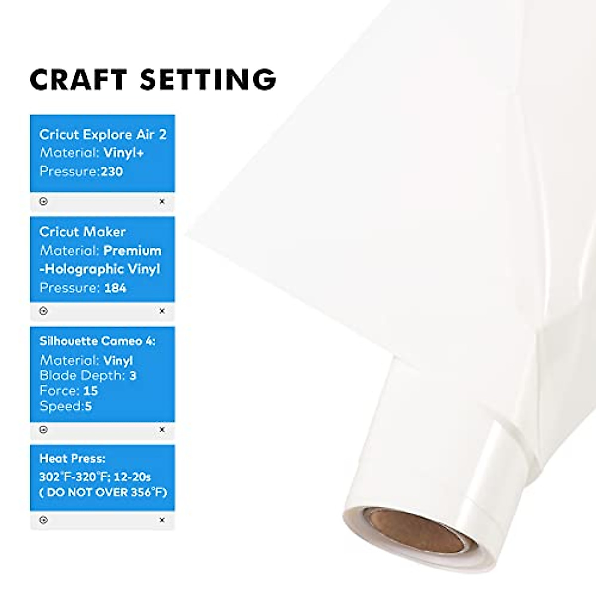 Gatichetta Heat Transfer Vinyl 10"x6ft 3D Puff HTV Heat Press Iron on Vinyl Foaming HTV for T-Shirts, Fabric, DIY Designs, White