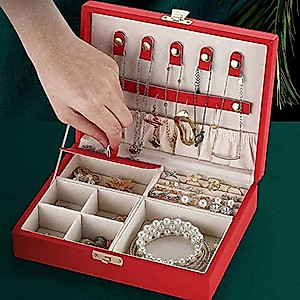 ZZYINH AN207 High Capacity Leather Jewelry Box Large Space Stud Earrings Ornament Storage Box Travel Jewelry Multifunction Women Gifts Small Jewelry