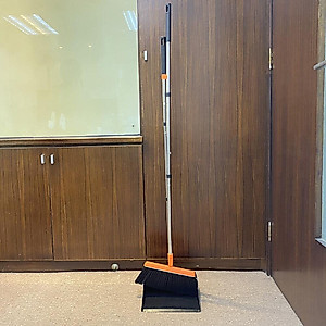 FGY Broom and Dustpan Set for Home, 53" Broom with Dustpan Combo Set, Broom Dust Pan with Long Handle for Indoor Kitchen Lobby Office Garage Floor Sweeping