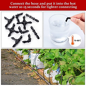 200 Pieces Drip Irrigation Fittings Kit for 1/4 Inch Tubing, 50 Straight Barbs, 50 Tees, 50 Elbows, 50 4-Way Couplings, Barbed Connectors with Plastic Box for Garden Lawn Drip, Sprinkler Systems,Black