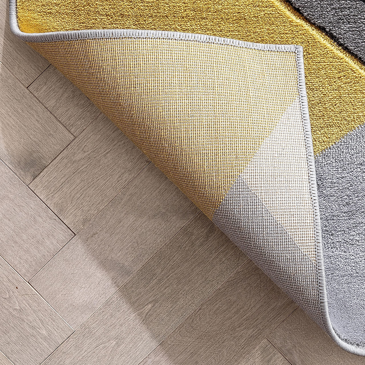 Well Woven Good Vibes Nora Gold Modern Geometric Stripes and Boxes 5'3" x 7'3" 3D Texture Area Rug