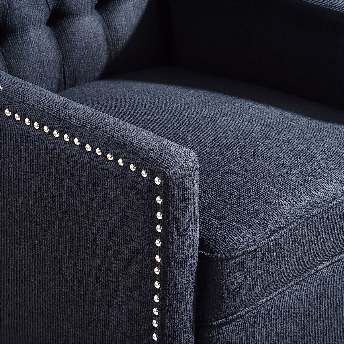 Black Fabric Recliner Chair for Adults Accent Wingback Chair Mid-Century Modern Recliner Tufted Chairs Living Room Armchair for Bedrooms Reading Recliner 27" Wide