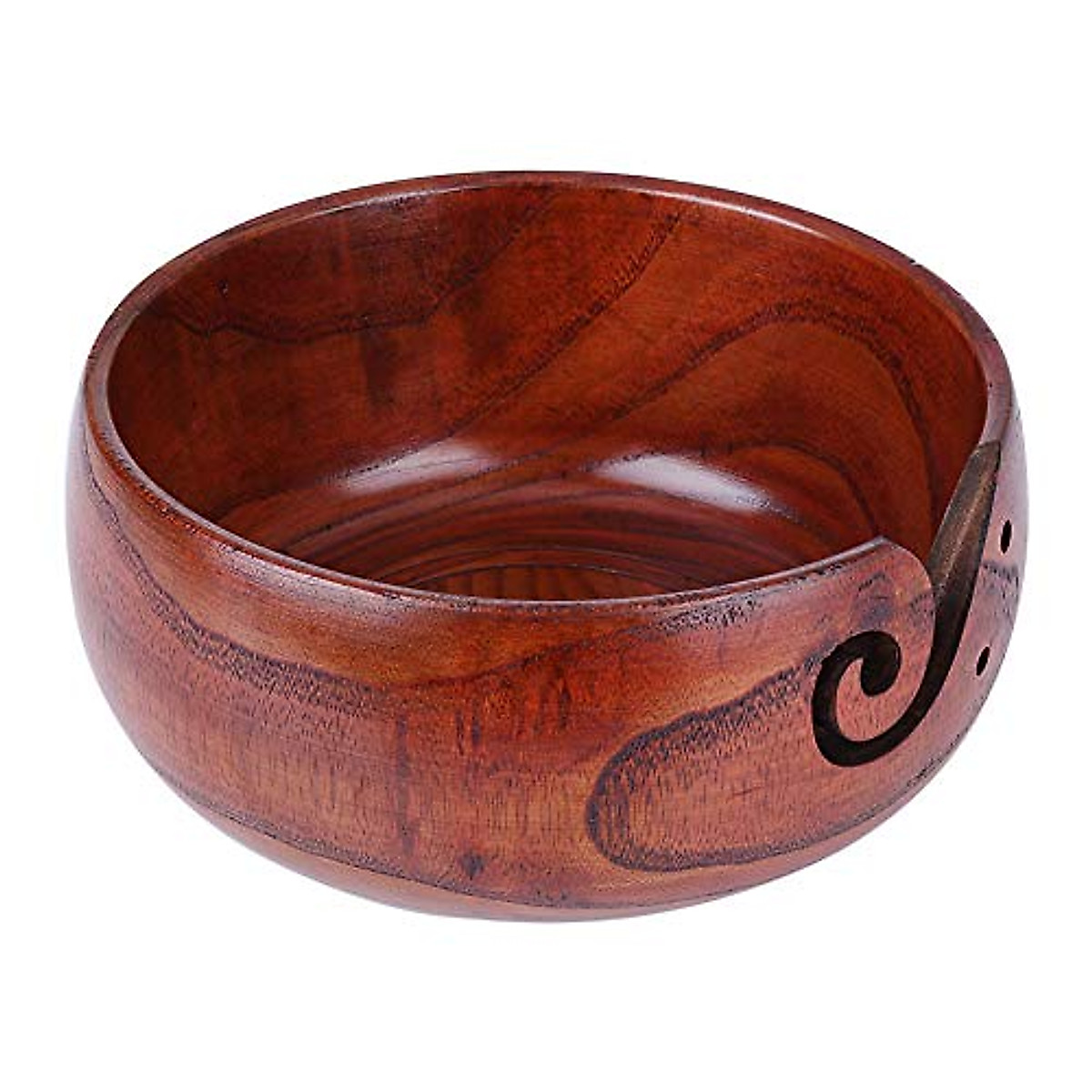 Wooden Yarn Bowl Holder - 6" x 3" Knitting Bowl with Holes Storage Crochet Yarn Holder Bowl for Knitting & Crocheting