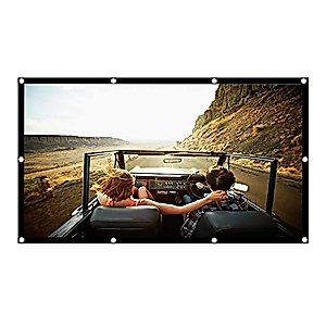 60-150 Inch Portable Projector Screen, Foldable 16:9 HD Non-Crease Polyester Projection Movies Screen Curtain for Indoor Outdoor Film Home Theater Office/Camping/Party(60")