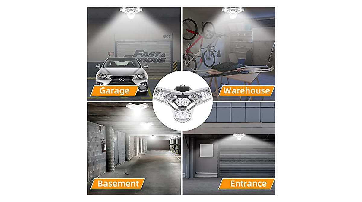 Ultra Bright 100W Garage Light with 3 Adjustable Panels