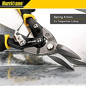 HURRICANE 10 Inch Aviation Tin Snips, Heavy Duty Metal Cutter Shears for Cutting Sheet Metal, Straight Cut, Chrome Vanadium Steel