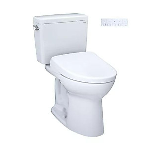 TOTO Drake WASHLET+ Two-Piece Elongated 1.6 GPF TORNADO FLUSH Toilet and S7A Contemporary Bidet Seat with Auto Flush, Cotton White - MW7764736CSGA#01