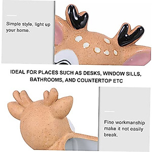 YARNOW 4pcs Garden Office Holder Container Deer Cactus Outdoor Ceramic House Plants Mini Figurines Bonsai Balcony Decor Small Cute Art Random Succulent Decorative Planter Home Landscape