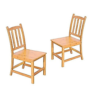 Kopokd [Set of 2 Dining Chairs - Sturdy Wooden Seats Natural Finish Kitchen Furniture
