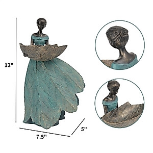 DiliComing Fairy Garden Statue Bird Feeder - 12 Inch Fairy Statue for Home Decoration, Resin Outdoor Statues for Garden Decoration, Best Bird Feeder Garden Gift for Women 12 x 7.5 x 5 Inch