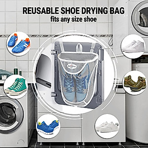 BUSIFA Sneaker Dryer Bag, Dryer Door Shoe With Adjustable Length Webbing, Sneaker Laundry Bag For Shoes, 10 x 14x 7 inches in one Package (gray)