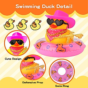 Duck Dashboard Decorations - Rubber Duck for Dashboard of Car, Yellow Duck Car Dashboard Decorations, Squeak Ducks Car Ornaments Car Décor Accessories with Hat Swim Ring Necklace Sunglasses