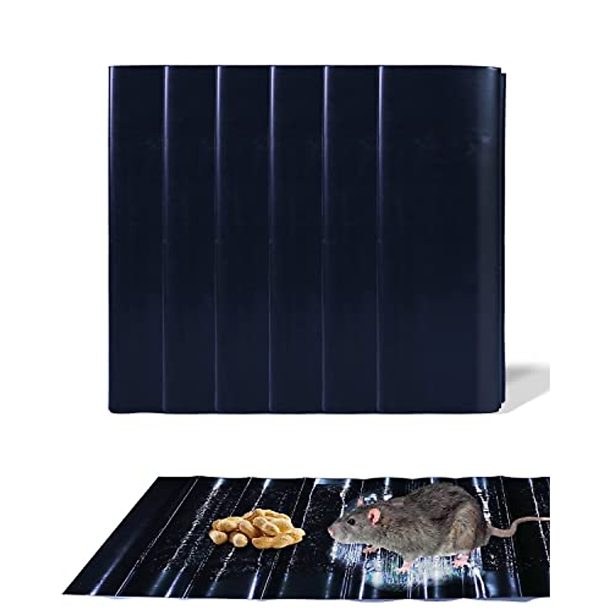 SEEKBIT 6 Pack Rat Sticky Traps Extra Large, Black Mouse Glue Trap Sticky Trap for Mice and Rats, Enhanced Stickiness Trapping Pads Snakes Spiders Roaches for House Rodent Pest Control - 47.2x11