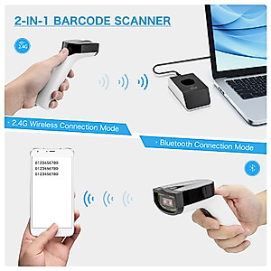 NETUM Fashionable Bluetooth Wireless 1D Barcode Scanner, Hands Free CCD Barcode Reader with Stand and Built-in Memory, Works with MAC OS, Windows, iOS, Android -DS5000