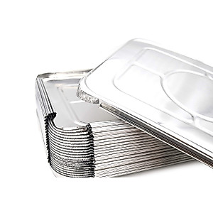 (35 Pack) Premium Lids for Chafing Pans 9" x 13" Half Deep Pans l Top Choice Disposable Heavy Duty Aluminum Foil Tin Pan Lid Perfect for Roasting Potluck Catering Party BBQ Baking Cakes Pie