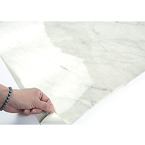 ROSEROSA Peel and Stick PVC Faux Marble Self-Adhesive Wallpaper Covering Counter Top Shelf Liner Carrara (PGS4133 : 2.00 Feet X 6.56 Feet)