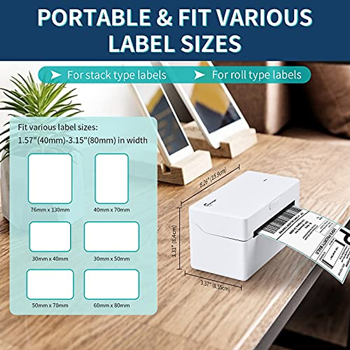 Label Printer - 180mm/s Wireless Shipping Label Printer, 4×6 Commercial Direct Thermal Label Printer for Shipping Packages, Label Maker, Compatible with USPS, UPS, Support BT (Contact CS for Driver)
