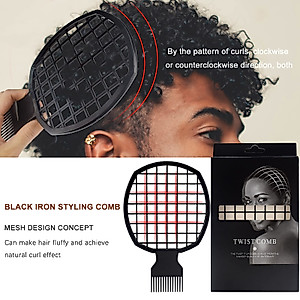 BIMIGET Hair Sponge Set (Black-A) - Magic Twist Curl Glove, Afro Brush, Metal Pick Comb for Styling