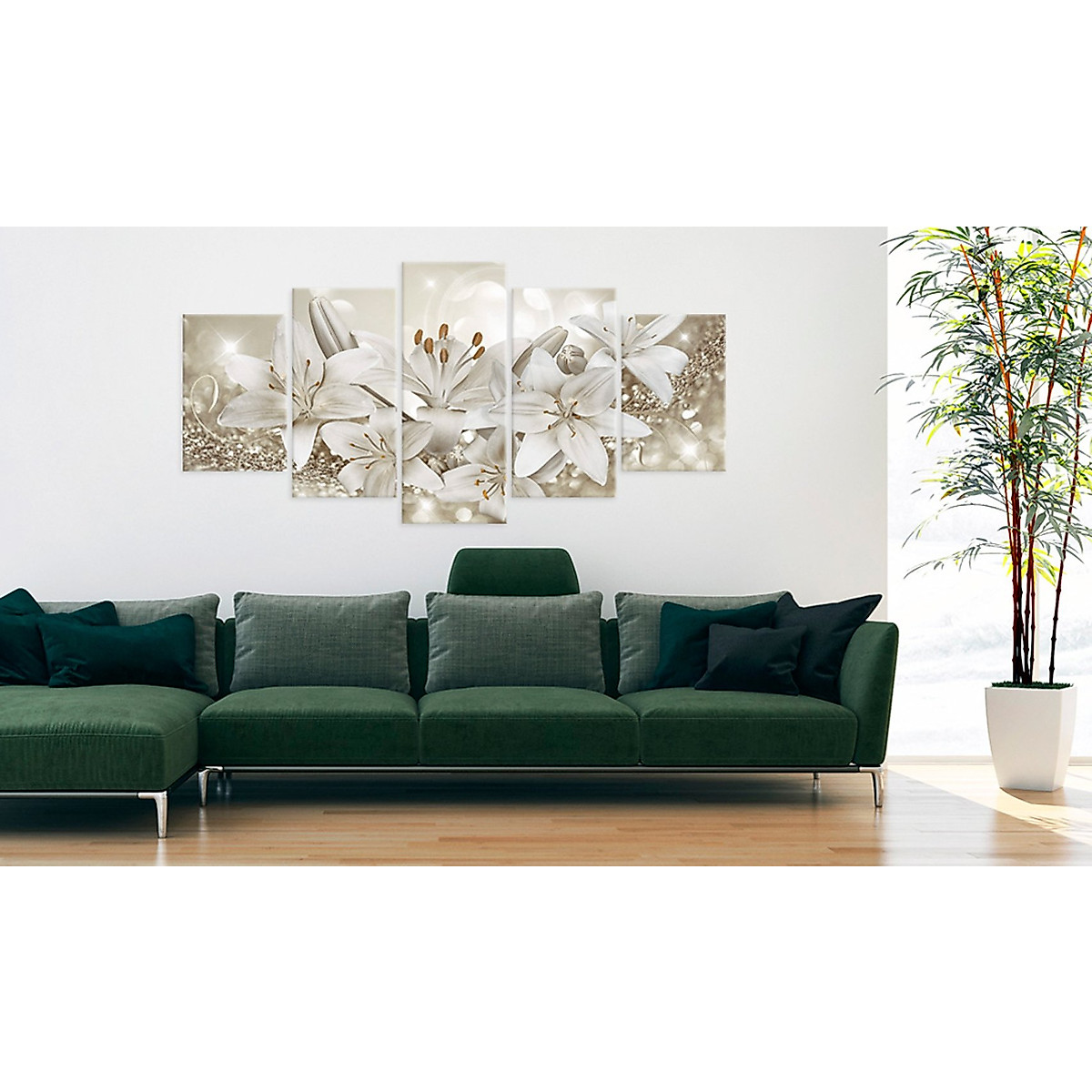 artgeist Textured Canvas Wall Art Flowers Lily 80x40 in - 5pcs Painting Canvas Prints Picture Artwork Image Framed Contemporary Modern Photo Wall Home b-A-0309-b-o