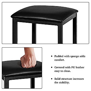 Giantex 3 Pcs Dining Table and Chairs Set with Faux Marble Tabletop 2 Chairs Contemporary Dining Table Set for Home or Hotel Dining Room, Kitchen or Bar (Black)