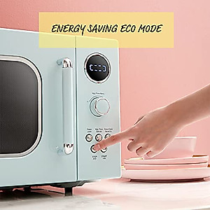 COMFEE' CM-M091AGN Retro Microwave with Multi-stage Cooking, 9 Preset Menus and Kitchen Timer, Mute Function, ECO Mode, LED digital display, 0.9 cu.ft, 900W, Green