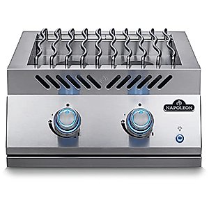 Napoleon Built-In Component - BIB18RTPSS - Dual Drop-In Range Style Burner, BBQ Grill, Marine Grade Stainless Steel, Propane Gas, 18-inch Burner, JETFIRE™ Ignition, Easy To Light, Ergonomic Knob